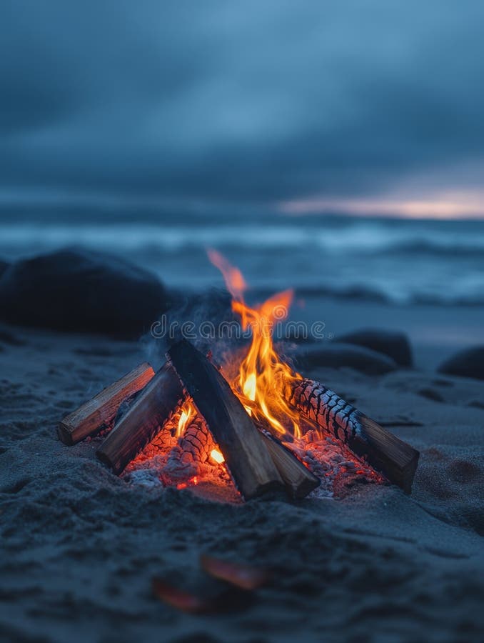 Beach Campfire stock photo. Image of glowing, warmth - 379009142