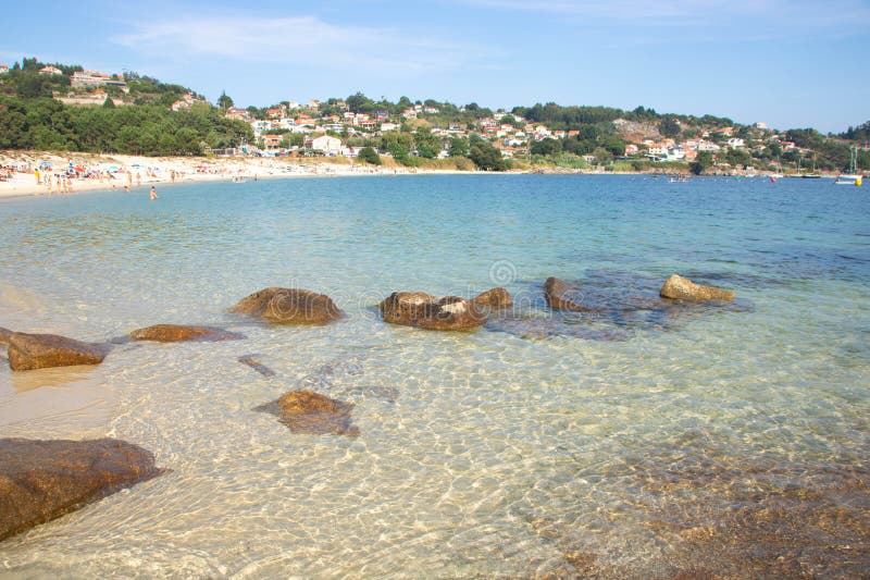 Beach at Cangas in Galicia, Spain Stock Photo - Image of coastline ...