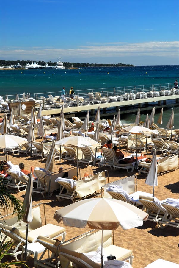 Beach in Cannes, France stock image. Image of destinations - 5182877