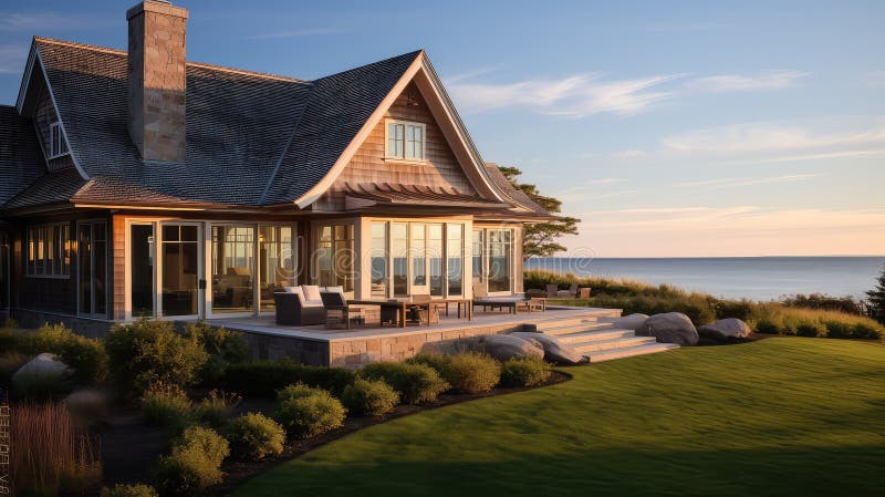 Beach cape cod house stock illustration. Illustration of light - 339969237