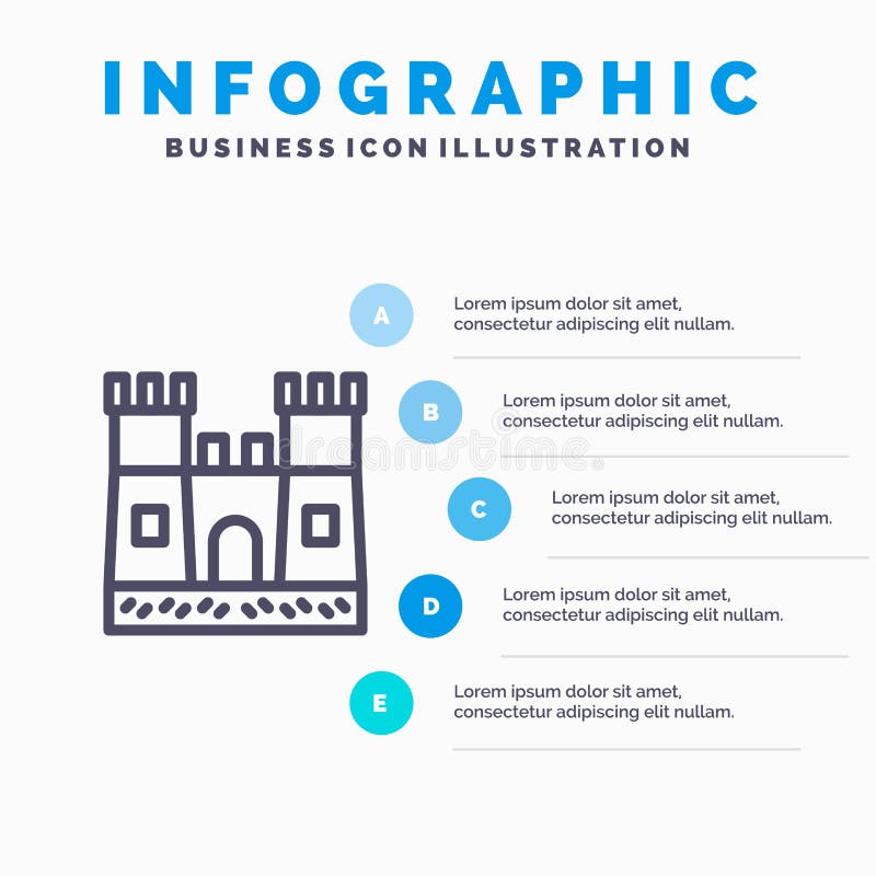 Beach, Castle, Sand Castle Line Icon with 5 Steps Presentation ...