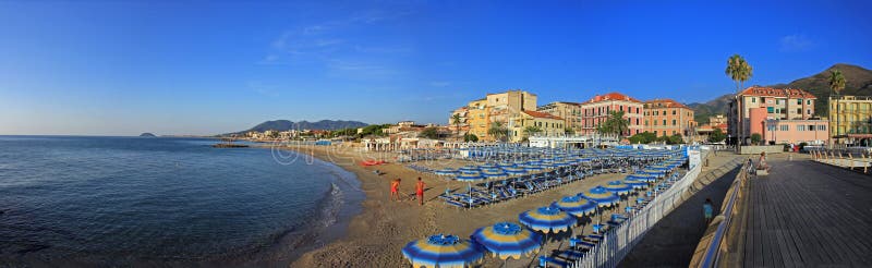 Beach of Ceriale editorial stock image. Image of historic - 34549584