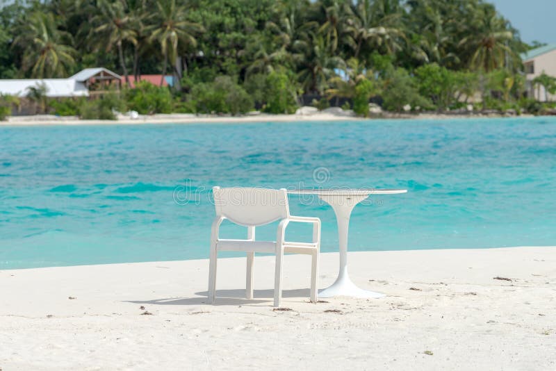 Beach Chair with Beach and Sea Views Stock Image - Image of lagoon ...