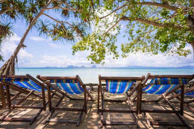 Beach Chair at Chilling Sitting Corner in Resort Stock Photo - Image of ...