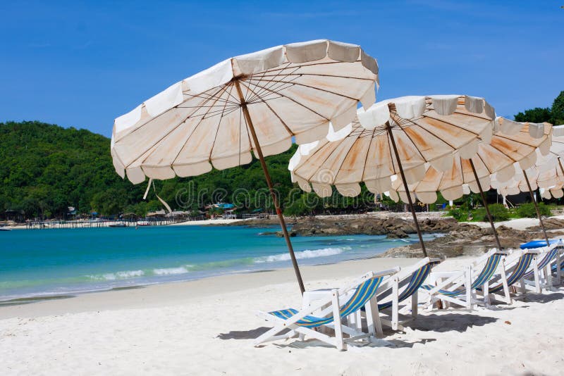 Beach Chair Look Around the Sea View Stock Image - Image of umbrella ...