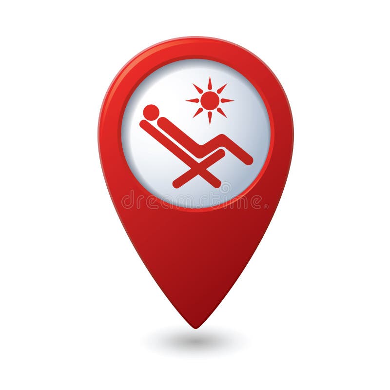 Beach Chair with Sun Symbol on the Map Pointer Stock Vector ...