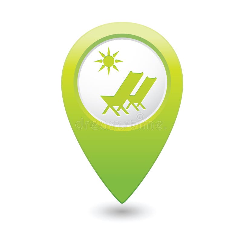 Beach Chair With Sun Umbrella Symbol On The Map Pointer Stock Vector ...