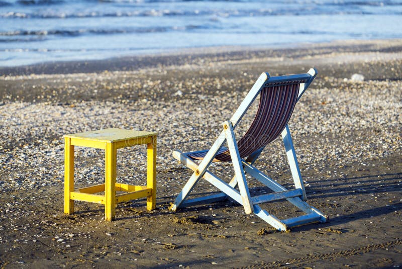 Beach Chair and Table Daylight Stock Photo - Image of beauty ...
