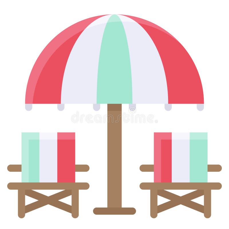 Beach Chair With Umbrella Icon Summer Vacation Related Vector Stock