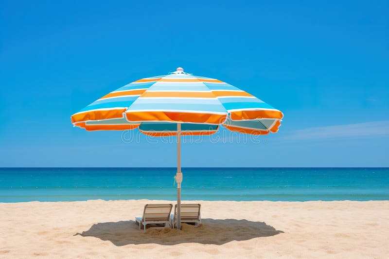 A Beach Chair Under an Umbrella on the Beach. Generative AI Image ...