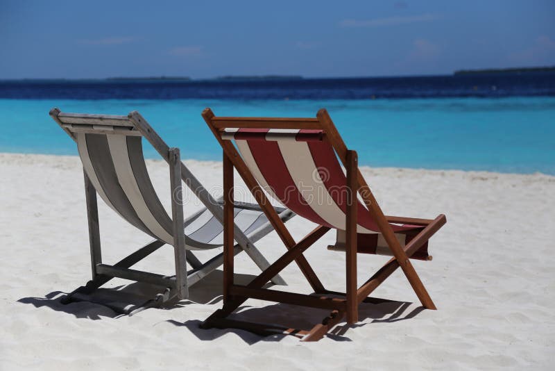 Beach, Chairs, Beautiful stock image. Image of shore - 109894339