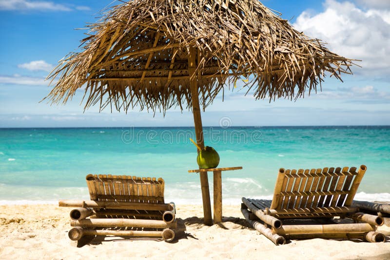 Beach Chairs on Beautiful Sand Beach Stock Image - Image of romantic ...