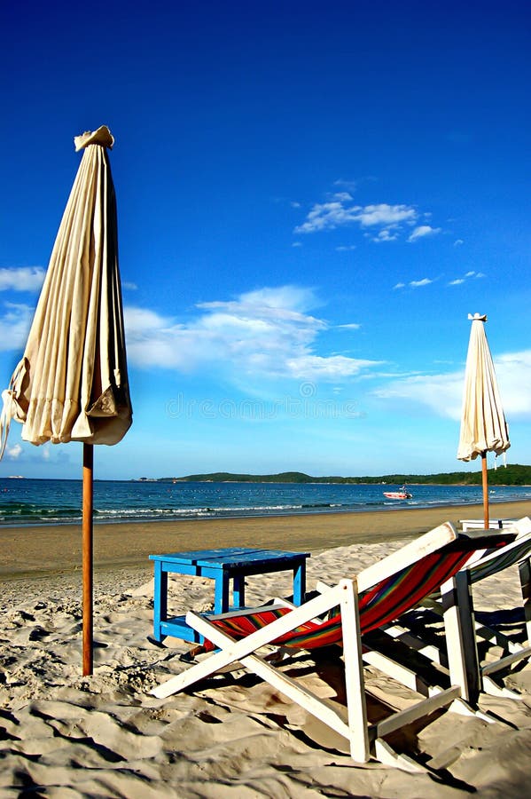 Beach Chairs for Enjoy the Beach Stock Image - Image of sandy, lounge ...