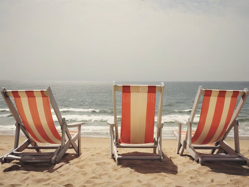 Beach Chairs Looking Out To Sea - Generated by Ai Stock Illustration ...