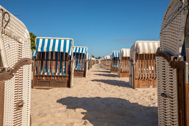 Beach Chairs Stand on the Beach of the Baltic Sea and the Sky is Blue ...