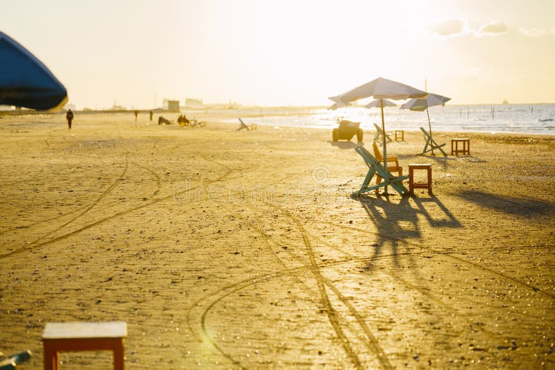 Beach Chairs and Tables, Ras Elbar, Damietta, Egypt Stock Image - Image ...