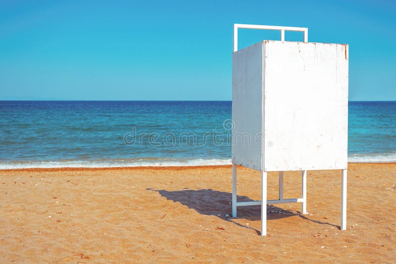 Beach Changing Room or Dressing Booth at Aegean Sea Shoreline in Summer ...