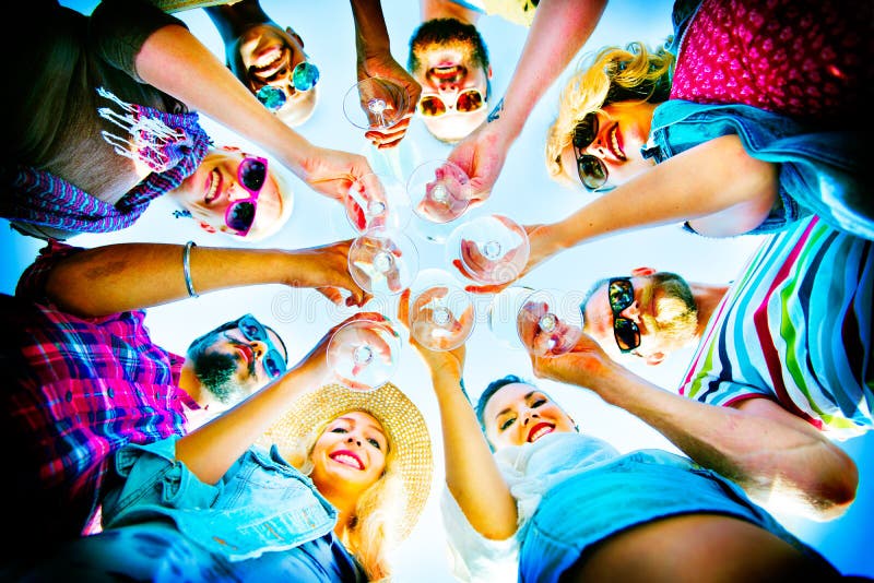 Beach Cheers Celebration Friendship Summer Fun Concept Stock Image ...