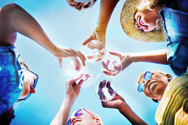 Beach Cheers Celebration Friendship Summer Fun Concept Stock Photo ...