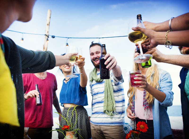 Beach Cheers Celebration Friendship Summer Fun Dinner Concept Stock ...