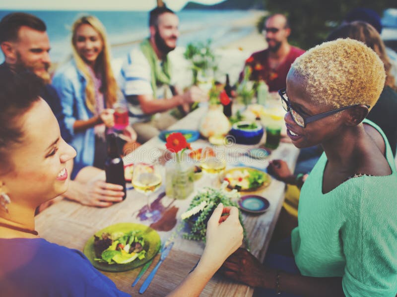 Beach Cheers Celebration Friendship Summer Fun Dinner Concept Stock ...