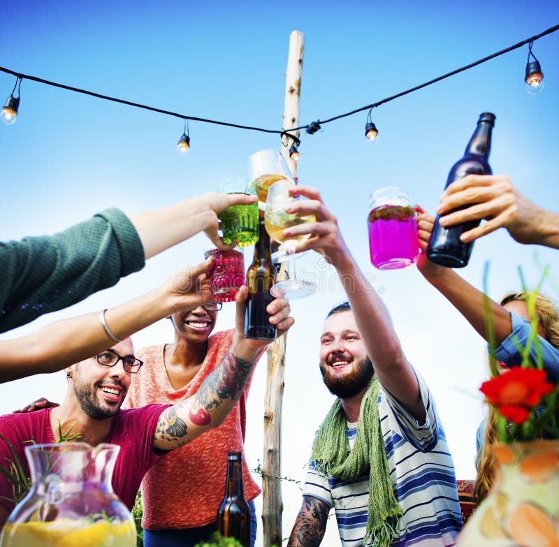 Beach Cheers Celebration Friendship Summer Fun Dinner Concept Stock ...