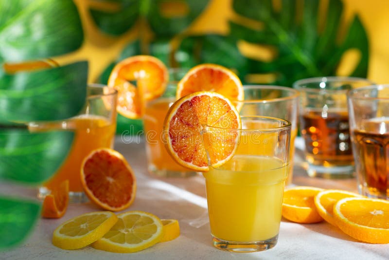 Beach Citrus Drinks on a Warm Background Stock Photo - Image of ...