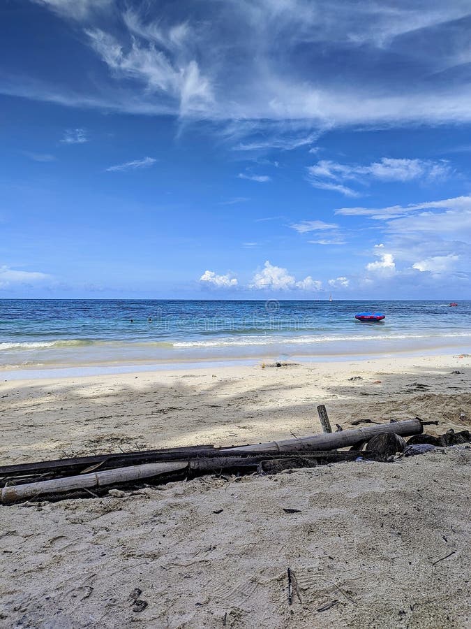 Beach with Clean Sand and Clear Sky Stock Photo - Image of beach ...