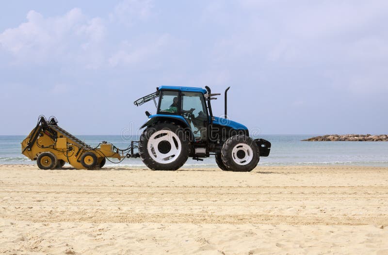 Beach Cleaning Equipment Cleans the Sand on the Beach Stock Photo ...
