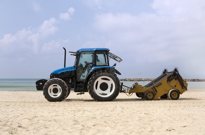 Beach Cleaning Equipment Cleans the Sand on the Beach Stock Image ...