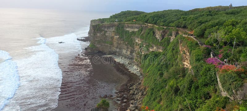 The Beach with Cliffs on it and There are Lots of Trees Stock Image ...