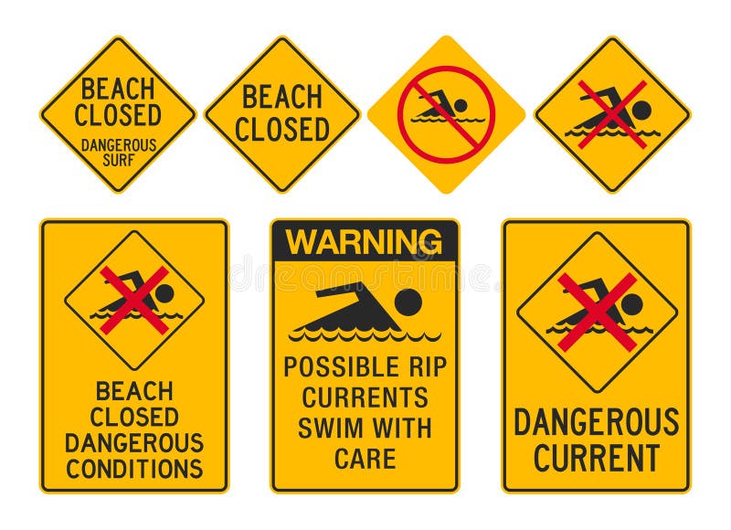 Beach Closed signs stock vector. Illustration of current - 69725335