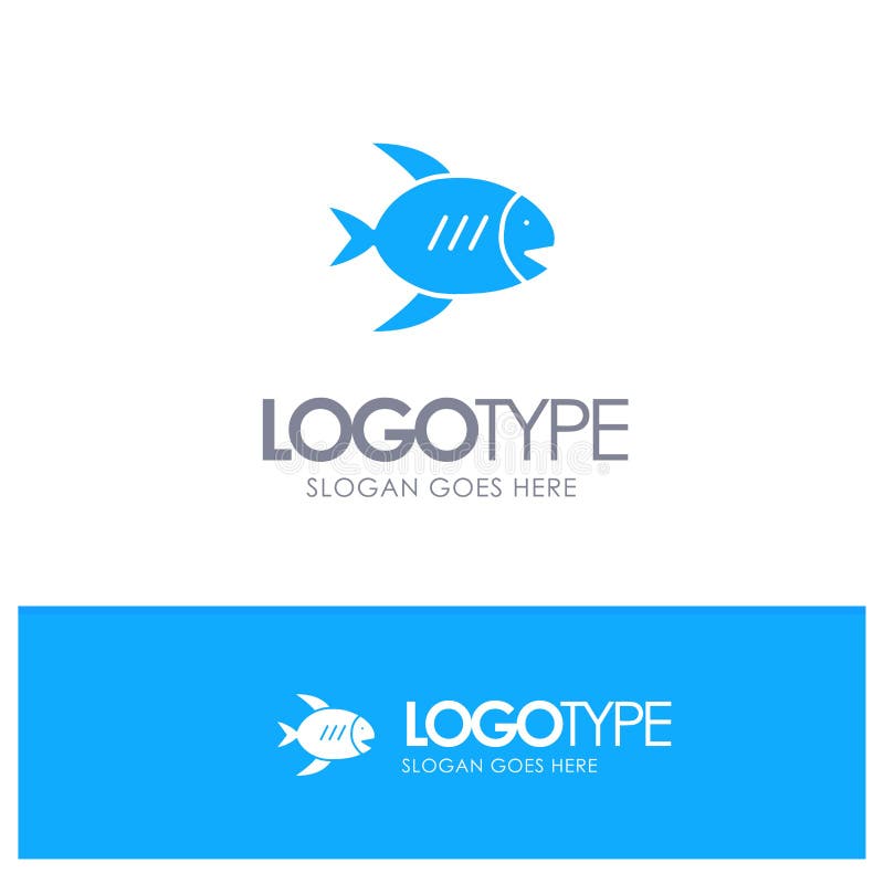 Beach, Coast, Fish, Sea Blue Solid Logo with Place for Tagline Stock ...
