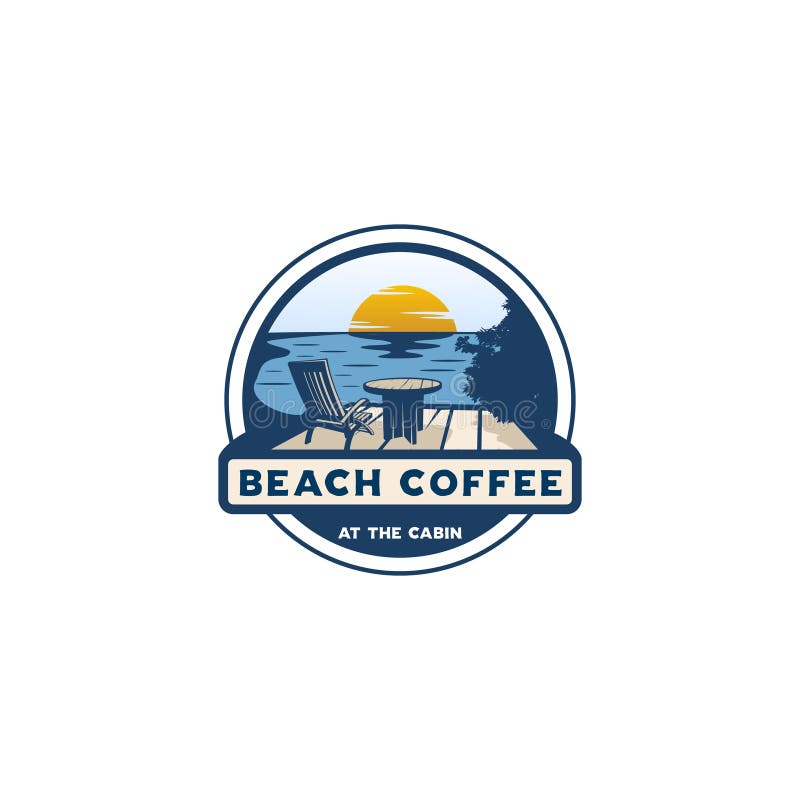 Beach Coffee at Cabin Emblem Logo Stock Vector - Illustration of label ...