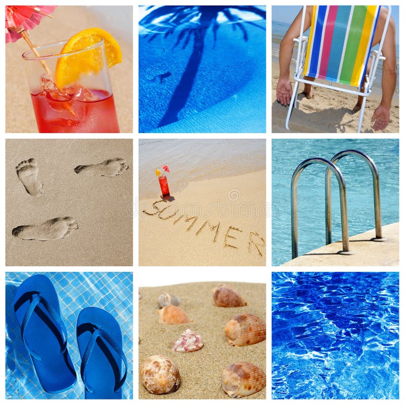 Beach collage stock photo. Image of chill, drinking, ocean - 19540098