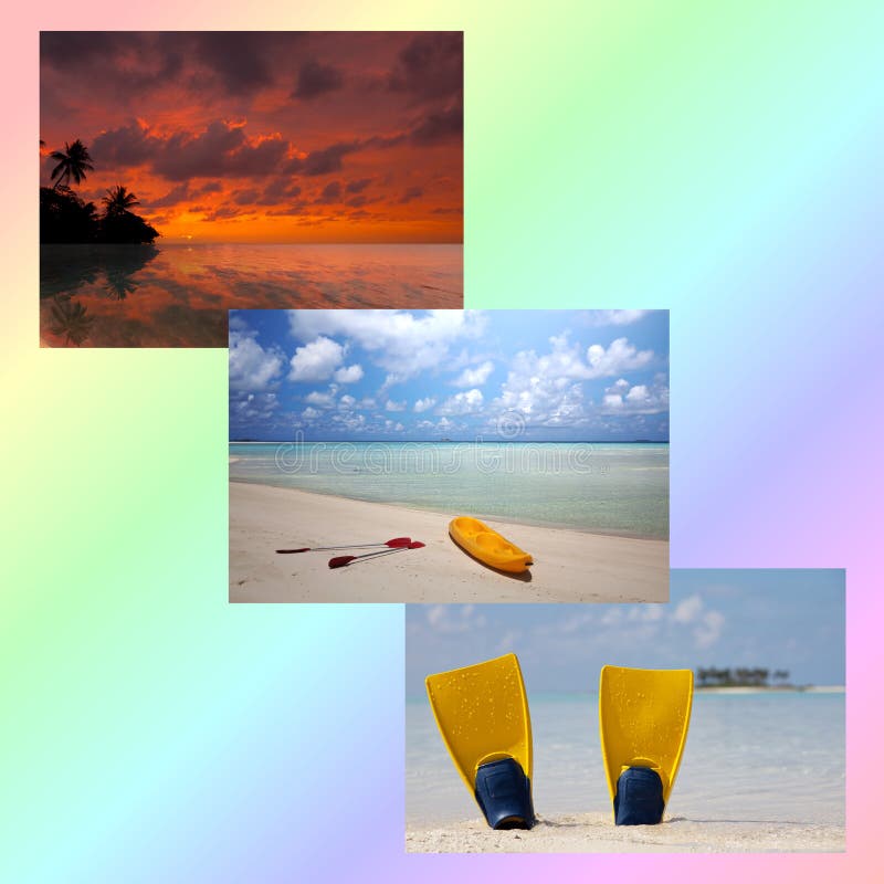 Beach collage stock photo. Image of beach, chair, hammock - 14772182