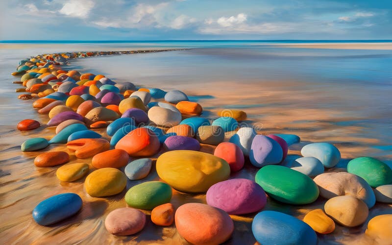 Beach Colorfull Rocks Ocean Background Stock Photos - Free & Royalty ...