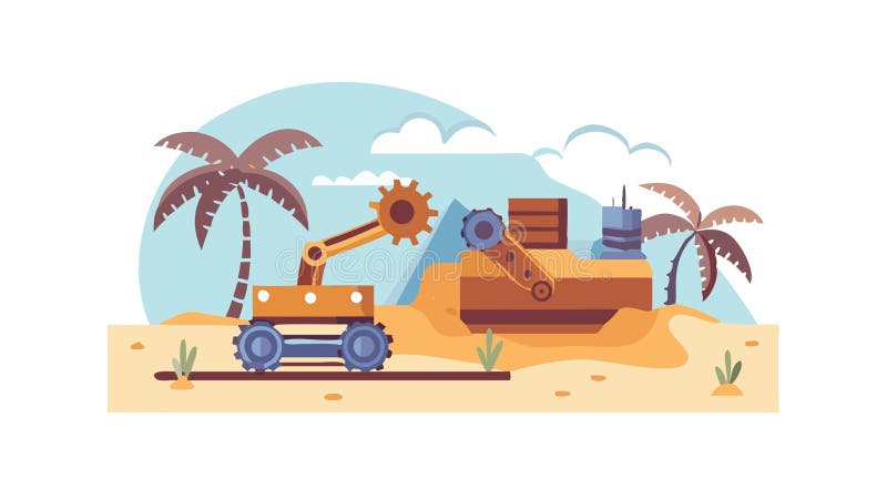 Beach Construction Site, Coastal Development, Vector Design Generative ...