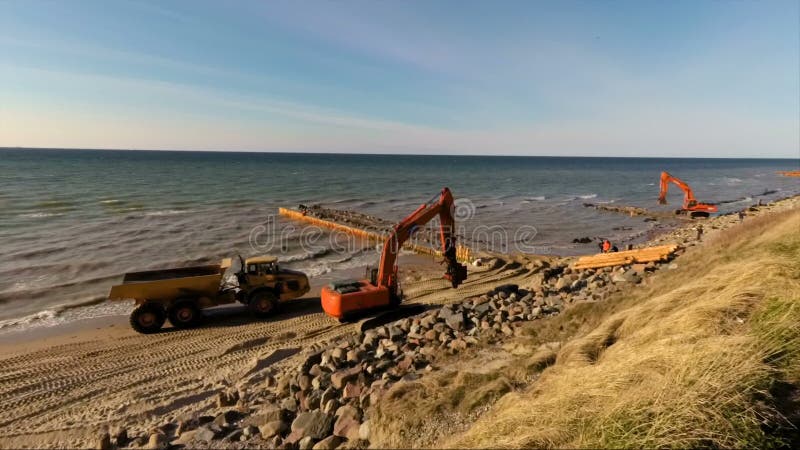 Beach with Construction Work To Shore Safe from Flooding and Sand ...