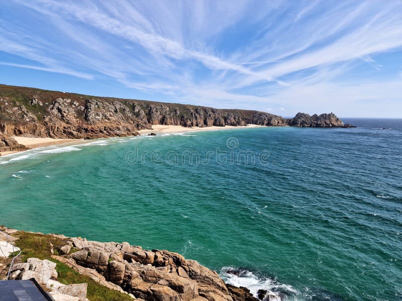 Minack Theatre Bay stock image. Image of cliff, landscape - 259293177