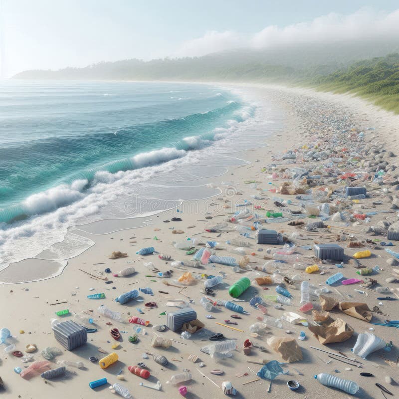 The Beach is Covered with Garbage. Stock Image - Image of waste, ocean ...