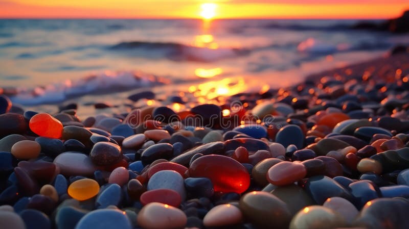 A Beach Covered in Lots of Rocks Next To the Ocean Stock Illustration ...