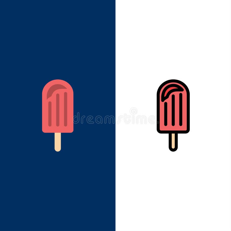 Beach, Cream, Dessert, Ice Icons. Flat and Line Filled Icon Set Vector ...