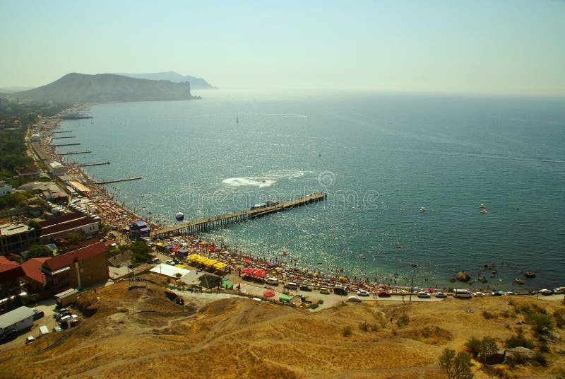 Beach of Crimea. Coast of Black Seas Stock Photo - Image of boat, rest ...