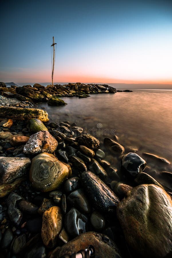 Beach with cross stock photo. Image of evening, marine - 105079402