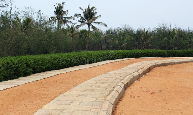 Beach curve stone path stock image. Image of landscape - 73413499