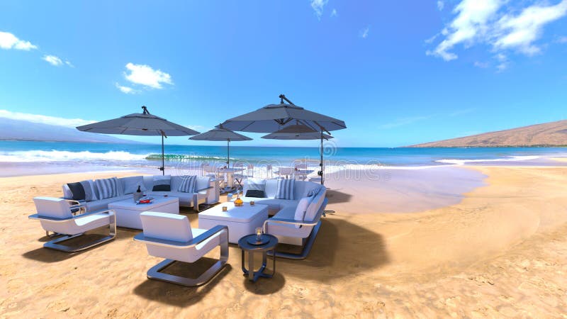 Beach stock image. Image of clouds, table, rendering - 97490369