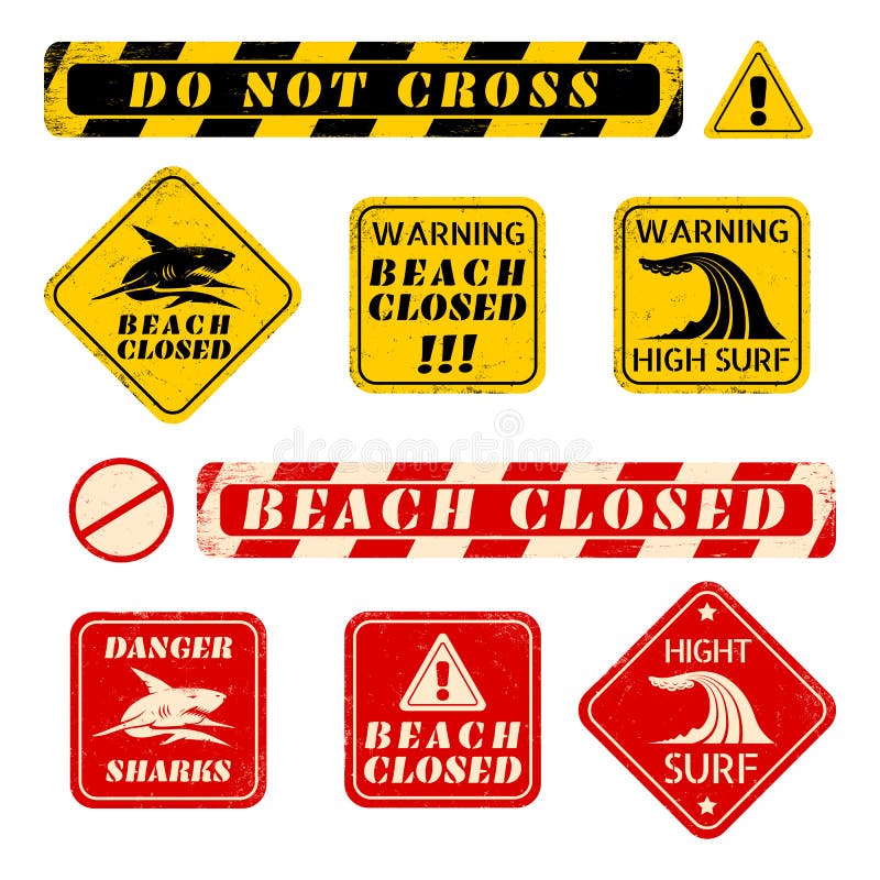 Warning Signs Beach Stock Illustrations – 485 Warning Signs Beach Stock ...