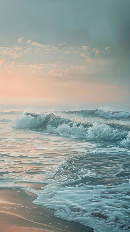 Beach at Dawn: First Light stock illustration. Illustration of peaceful ...