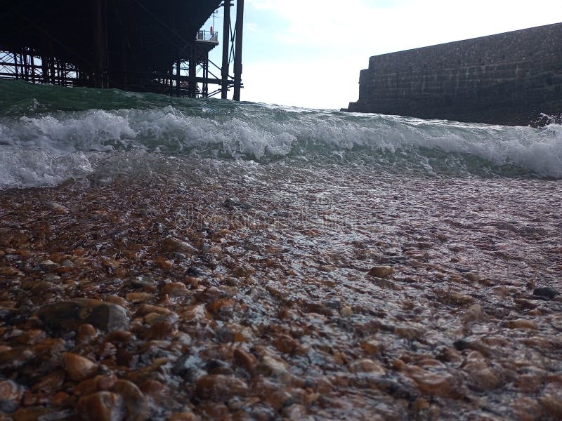 Beach Day by Side of Shore Sea Salt Water 3 Stock Photo - Image of pier ...
